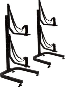 suspenz kayak storage rack, 2-boat free standing kayak, canoe, sup rack, marine grade black, 48" x 24"