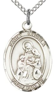 heartland store women's sterling silver saint angela merici oval medal + 18 inch sterling silver chain & clasp