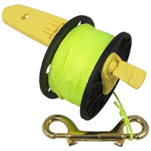 scuba choice scuba diving compact finger spool with yellow plastic handle, 167', yellow line