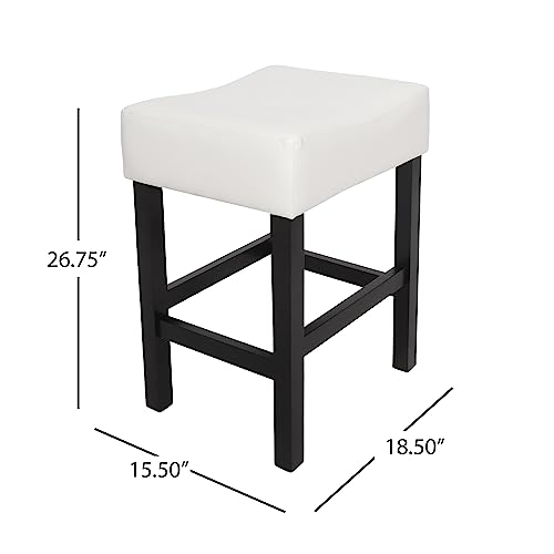 Christopher Knight Home Lopez Backless Leather Counter Stools, 2-Pcs Set, Ivory