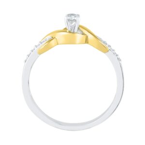 DGOLD 10KT Two Tone Round Diamond Twisted Promise Ring (1/6 CTTW)