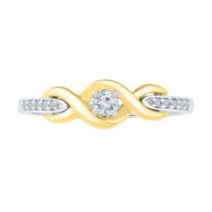 DGOLD 10KT Two Tone Round Diamond Twisted Promise Ring (1/6 CTTW)