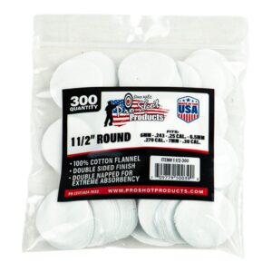 pro shot products 6-mm-.30 caliber1 1/2-inch rd. 300 count patches, white