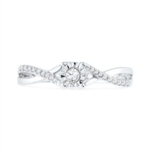 DGOLD 10KT White Gold Round Diamond Promise Ring (1/6 CTTW)