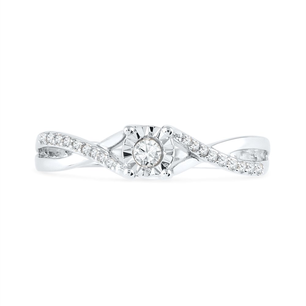 DGOLD 10KT White Gold Round Diamond Promise Ring (1/6 CTTW)