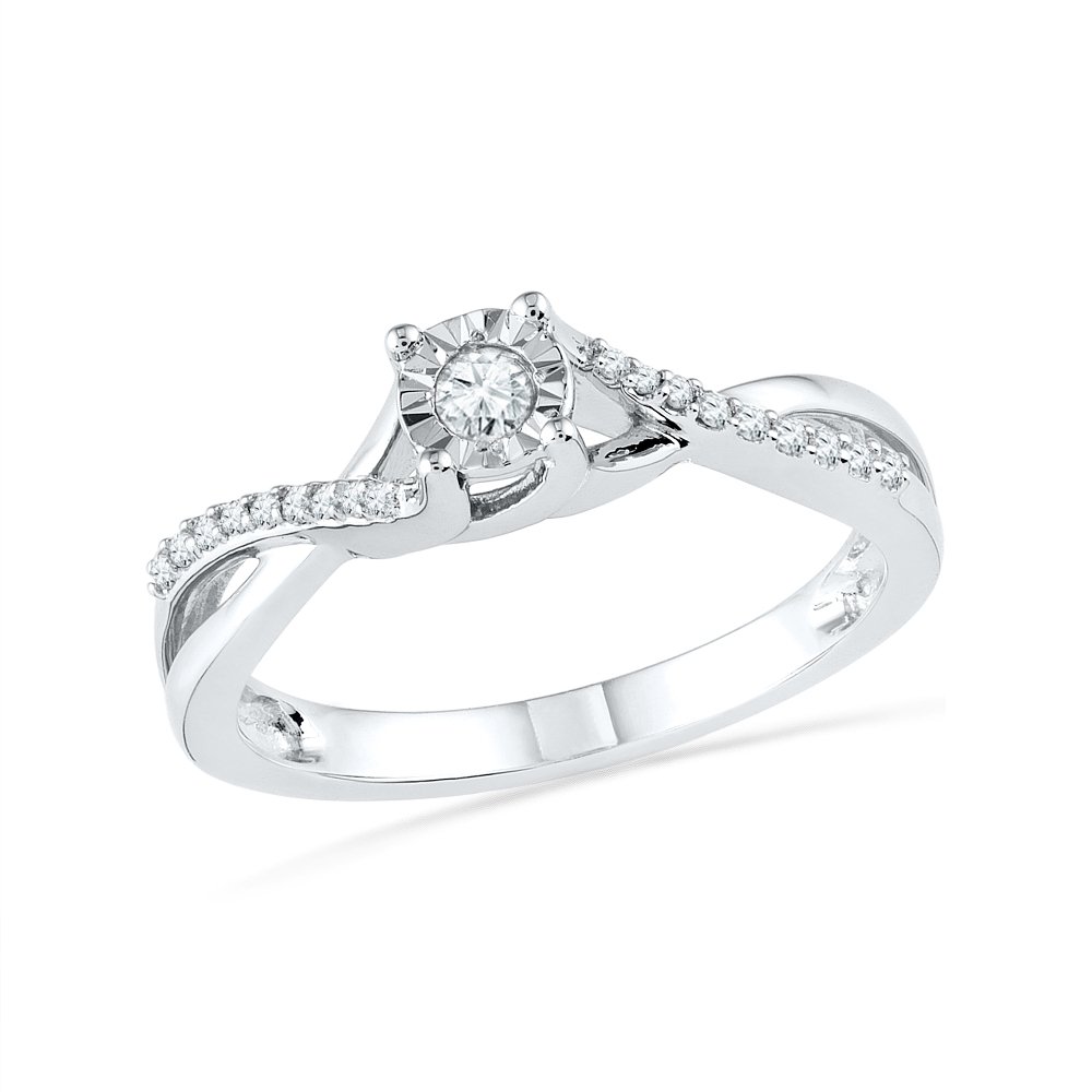 DGOLD 10KT White Gold Round Diamond Promise Ring (1/6 CTTW)