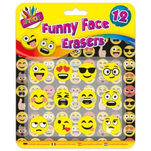 12 funny face erasers