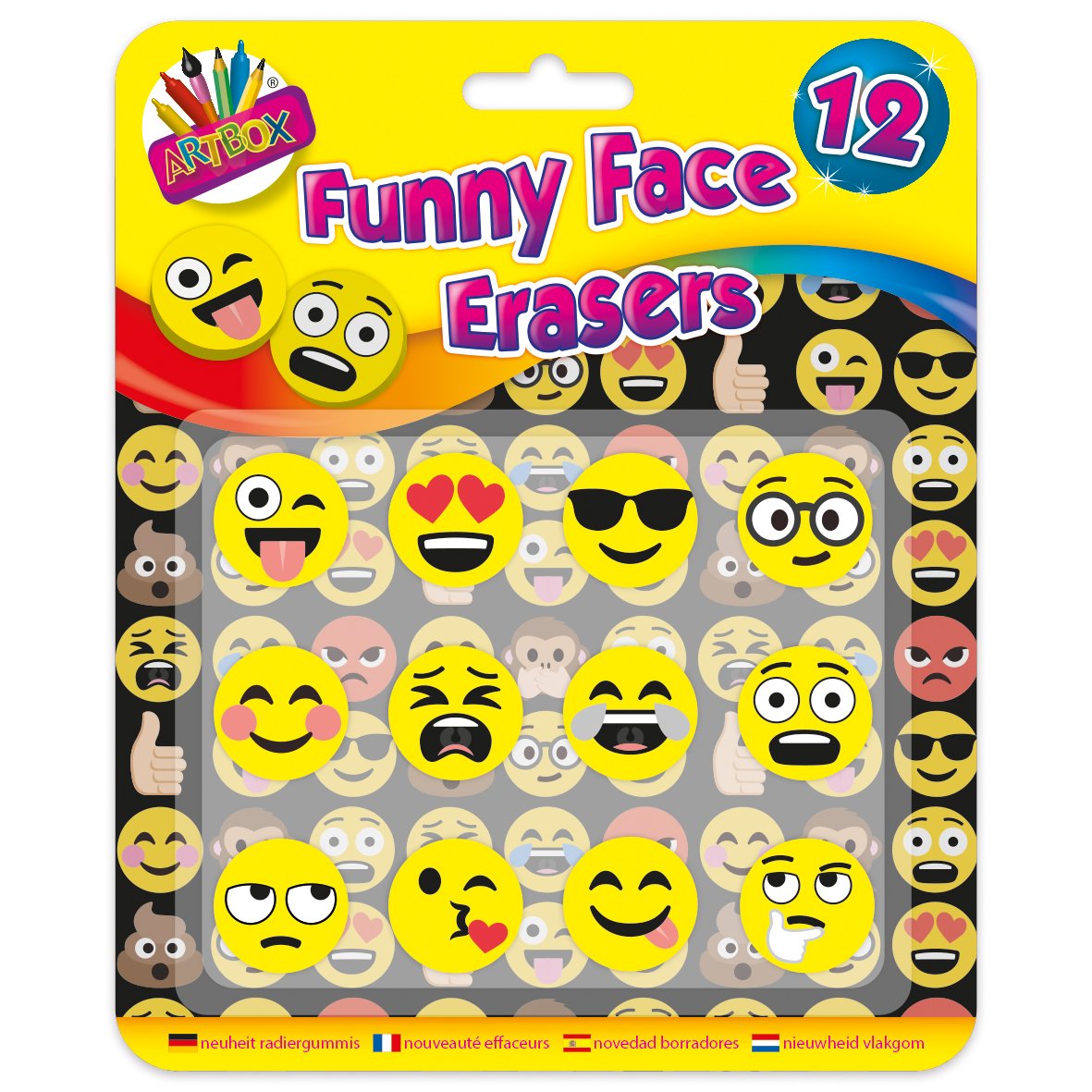 12 Funny Face Erasers