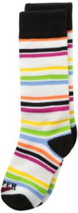 hot chillys girl's hype medium cushion sock, hype/white, medium