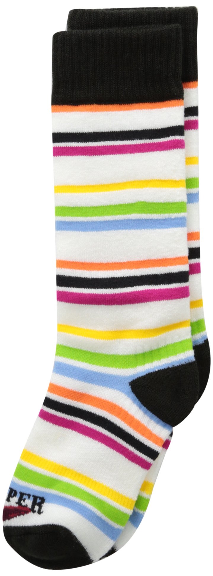 Hot Chillys Girl's Hype Medium Cushion Sock, Hype/White, Medium