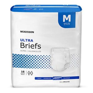 adult disposable ultra brief diaper, medium, heavy absorbency, tab closure, mckesson brulmd - case of 96