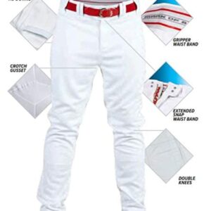 Rawlings PRO 150 Series Game/Practice Baseball Pant | Youth X-Large | Piped - Grey/Navy | Relaxed Fit