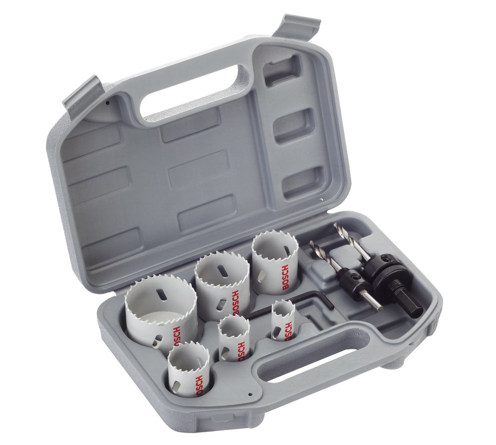 Bosch 2608580868 Set of 9 HSS Bi-Metal Hole Saws for Electricians 20/25/ 35/40/ 51/68 mm, grey, 2608580868