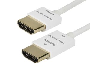 monoprice ultra slim series 6ft 10.2gbps high performance hdmi® cable w/redmere® technology supports ethernet, 3d, 4k and audio return - white