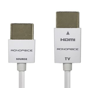 Monoprice Ultra Slim Series 6ft 10.2Gbps High Performance HDMI® Cable w/RedMere® Technology Supports Ethernet, 3D, 4K and Audio Return - White