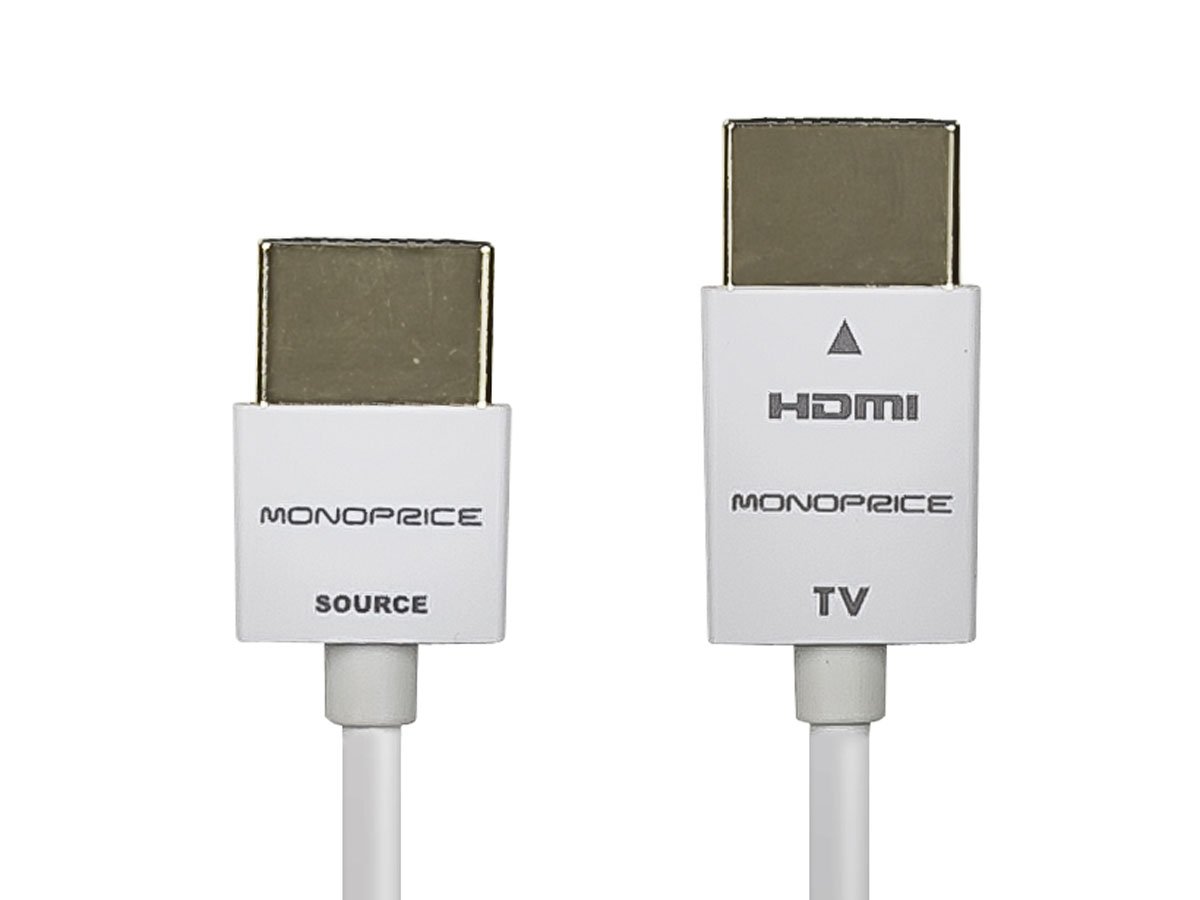 Monoprice Ultra Slim Series 6ft 10.2Gbps High Performance HDMI® Cable w/RedMere® Technology Supports Ethernet, 3D, 4K and Audio Return - White