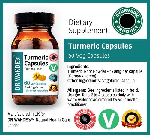 DR WAKDE'S Turmeric Capsules (Curcuma Longa, 60 Veg Caps, Plant-Based Supplement, Ayurvedic Herb, All Natural, Vegan)