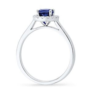 DGOLD D-GOLD Sterling Silver Blue Sapphire and White Round Diamond Engagement Ring (1 Cttw) with Engraving.