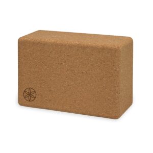 gaiam cork yoga block – 4x6x9 inch, natural cork block for yoga, pilates, stretching, balance, gym, home workout, meditation, non-slip, high-density, rounded edges for enhanced poses and flexibility