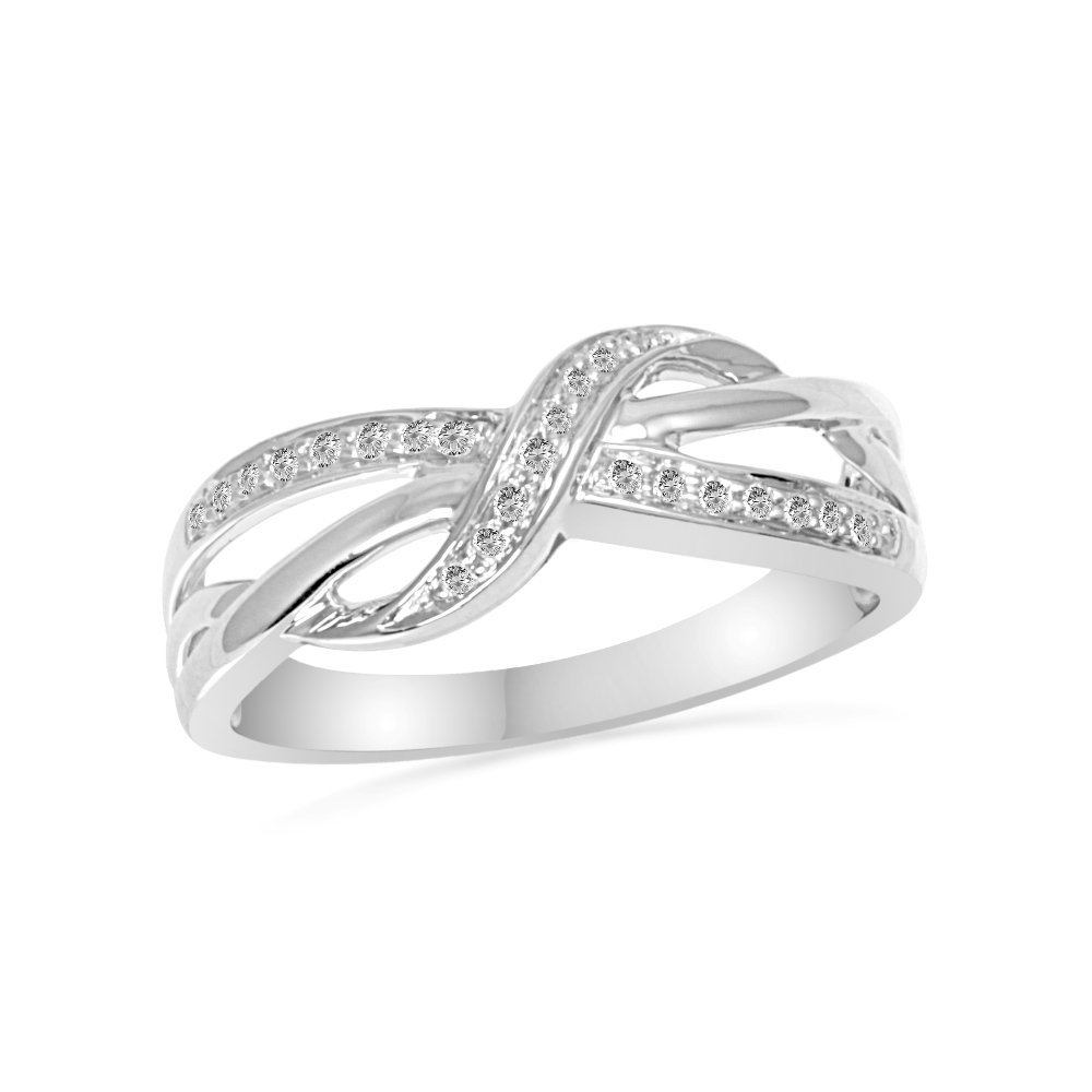 D-GOLD DGOLD Sterling Silver Round Diamond Twisted Fashion Ring (1/10 cttw)