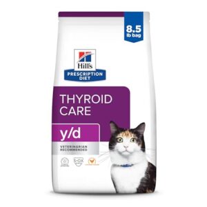 hill's prescription diet y/d thyroid care dry cat food, veterinary diet, 8.5 lb. bag