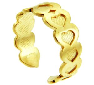 fancy heart yellow gold toe ring (10k gold)