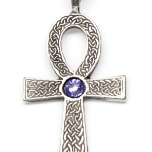 Trilogy Jewelry Pewter Ankh Pendant on Leather w/Swarovski Crystal Lavender June Birthday