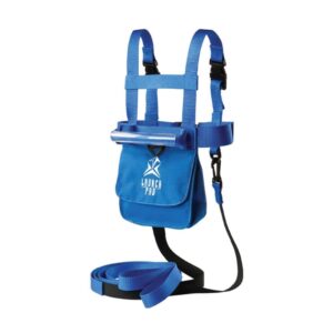 launch pad ski and snowboard training harness - learn to ski - teaches speed control - shock absorbing leashes - perfect for beginners (blue)