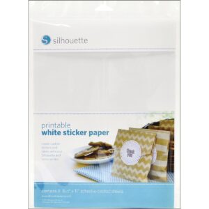 silhouette printable white sticker paper, 8.5"x11", 8 count