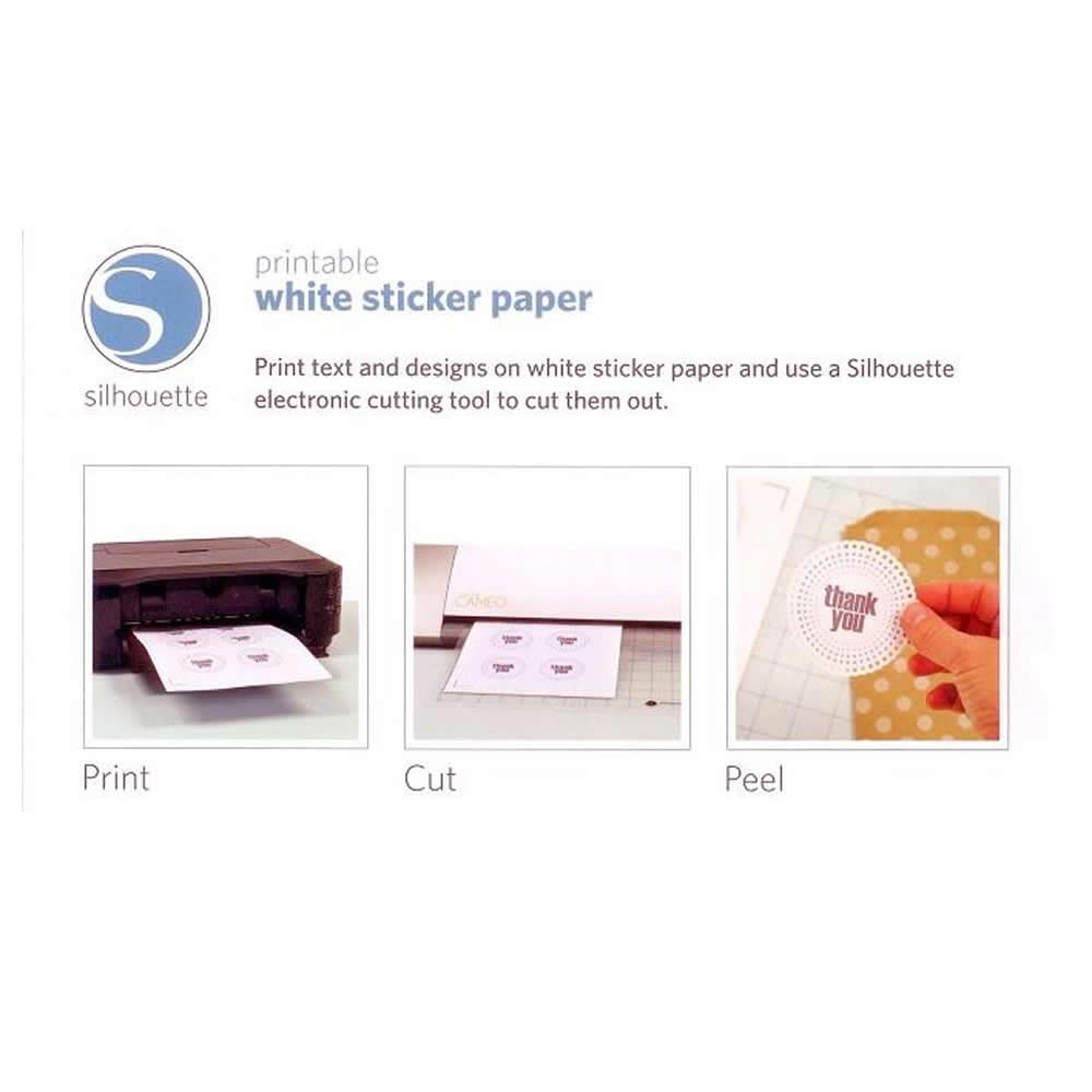 Silhouette Printable White Sticker Paper, 8.5"X11", 8 Count