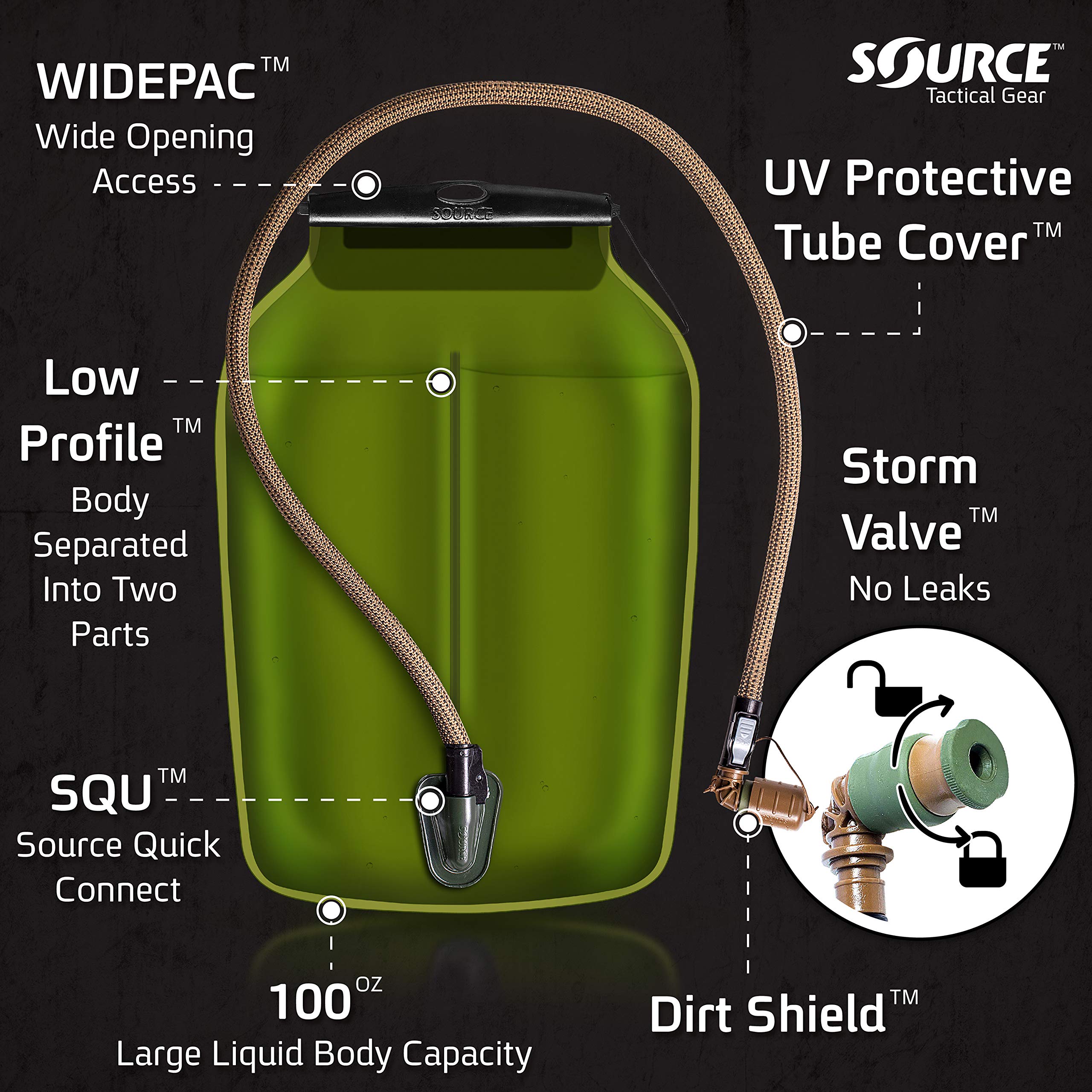 Source Tactical Gear Widepac Low Profile 3-Liter Hydration System Pack (Coyote), WLPS