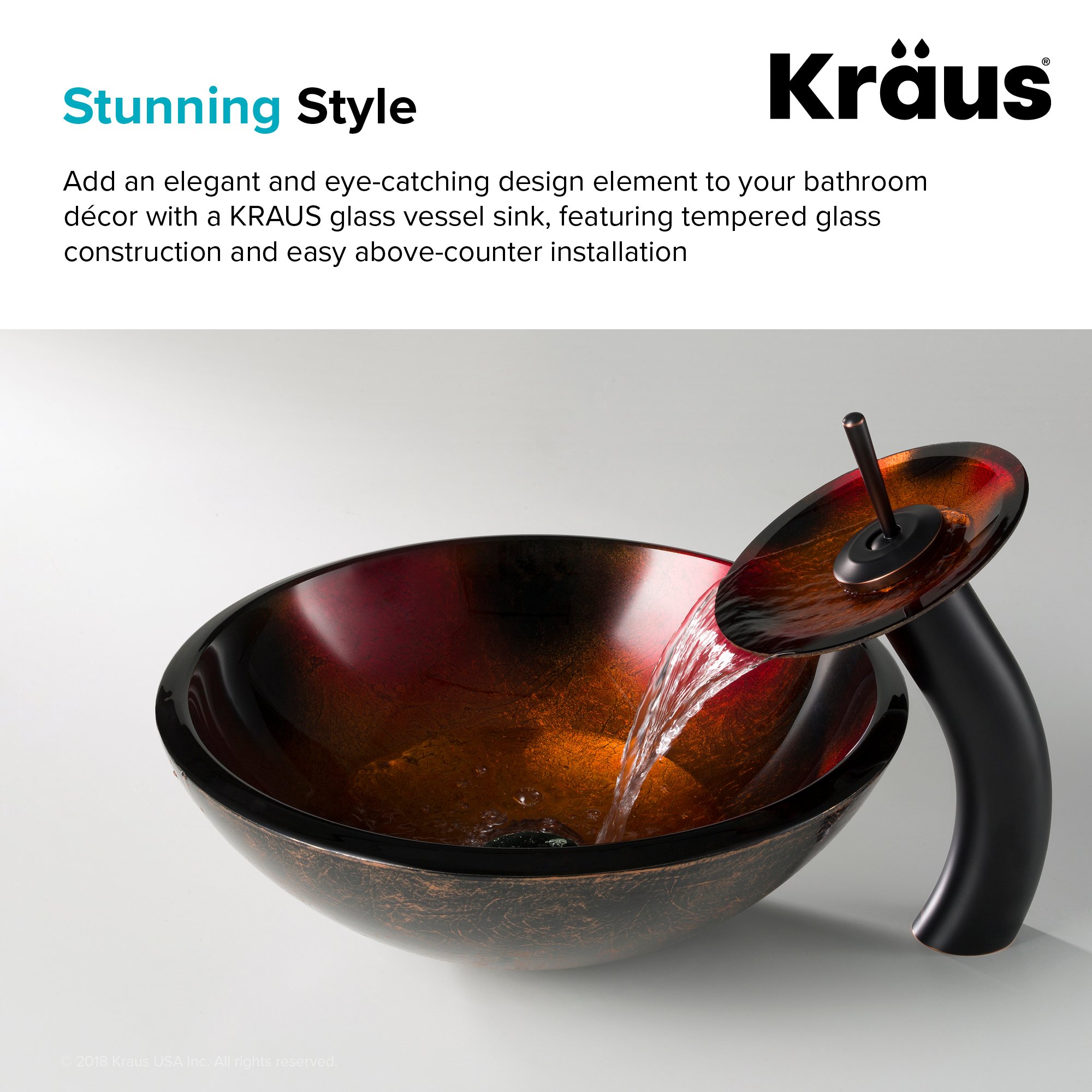 Kraus GV-680-19mm Mercury Glass Vessel Bathroom Sink