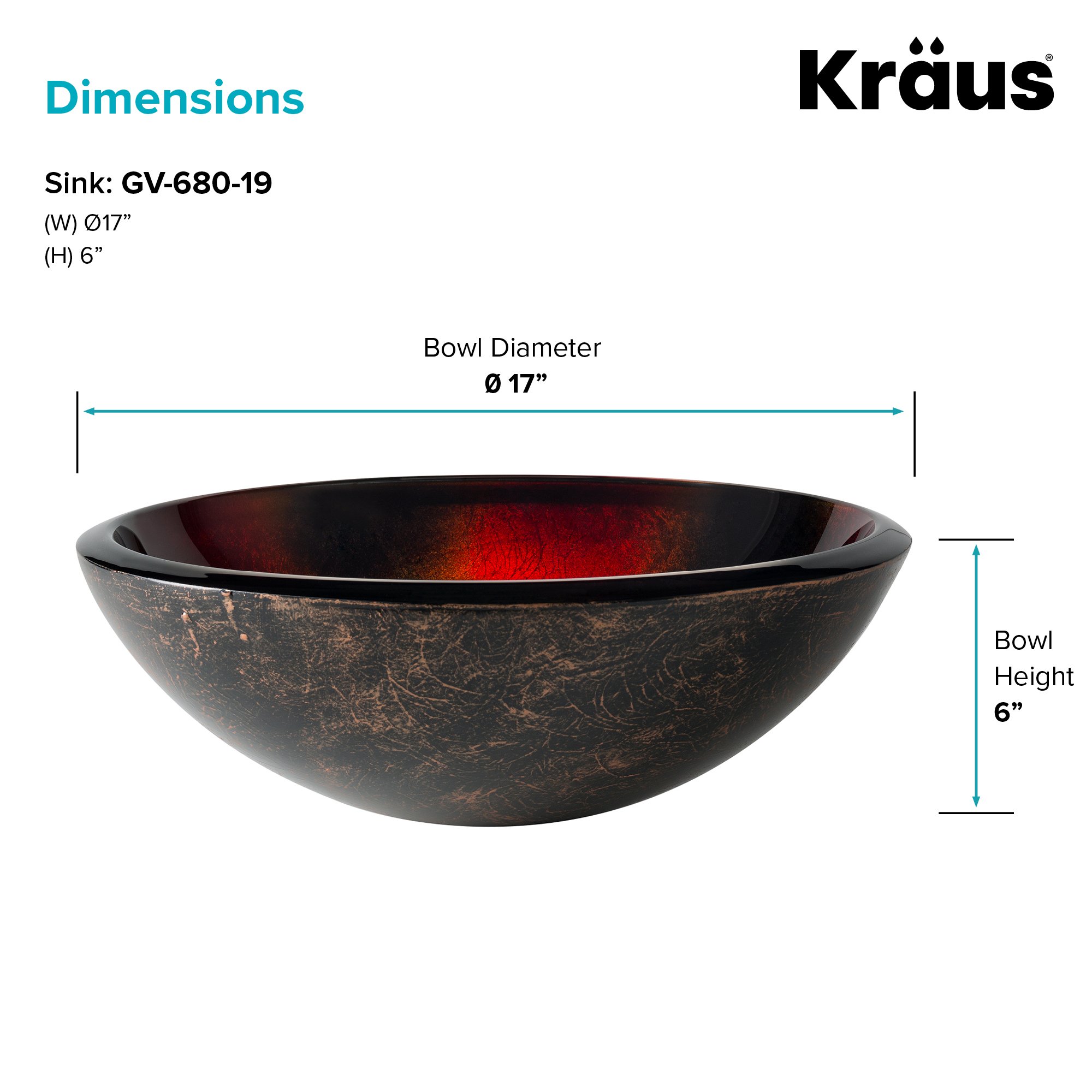 Kraus GV-680-19mm Mercury Glass Vessel Bathroom Sink