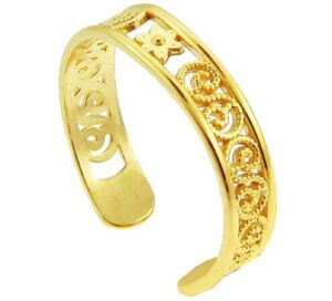 yellow gold floral toe ring (10k gold)