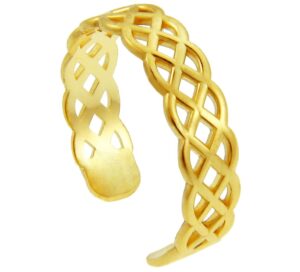 10k yellow gold celtic trinity knot woven eternity band adjustable toe ring