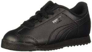 puma unisex child roma basic sneaker, black/black, 9 toddler us