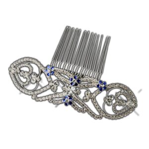 bella silver clear & blue rhinestone"twilight" comb