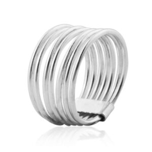 925 Sterling Silver 7 Day 7 Band Stacked Ring - Size 9