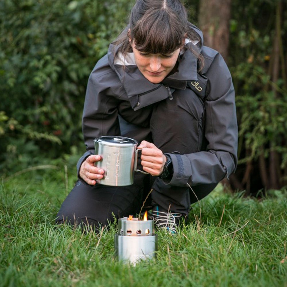 Solo Stove Lite & Pot 900 Set: Portable, Wood Burning Campstove + 900 ml Pot | Incl. Nylon Sack, For 1-2 People, 304 Stainless Steel, Compact (packed): 11,9 x 11,5 cm