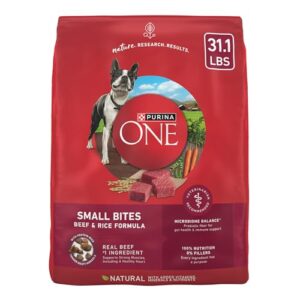 purina one small bites beef and rice formula small high protein dry dog food natural with added vitamins, minerals and nutrients - 31.1 lb. bag