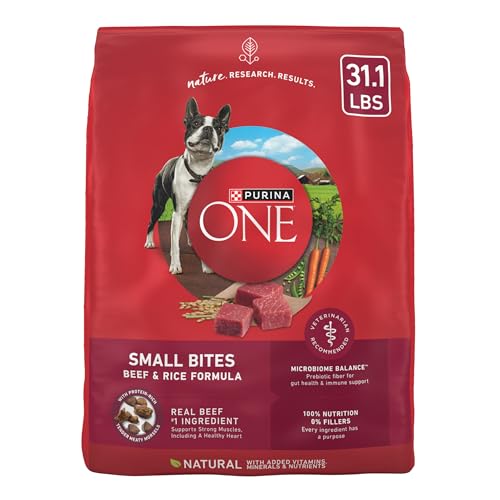 Purina ONE Small Bites Beef and Rice Formula Small High Protein Dry Dog Food Natural with Added Vitamins, Minerals and Nutrients - 31.1 lb. Bag