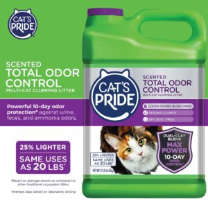 Cat's Pride Max Power: Total Odor Control - Up to 10 Days of Powerful Odor Control - Strong Clumping - 99% Dust Free - Multi-Cat Litter, Scented, 15 Pounds