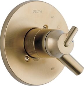 delta faucet trinsic 17 series dual-function shower valve trim kit gold, shower handle, delta shower trim kit, champagne bronze t17059-cz (valve not included)