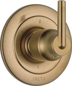 delta faucet trinsic gold 6-setting diverter trim kit, diverter valve kit, gold shower diverter, champagne bronze t11959-cz (valve not included)