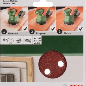 Bosch 2609256A28 Sanding Sheet Set for Random Orbit Sanders (6-Piece)