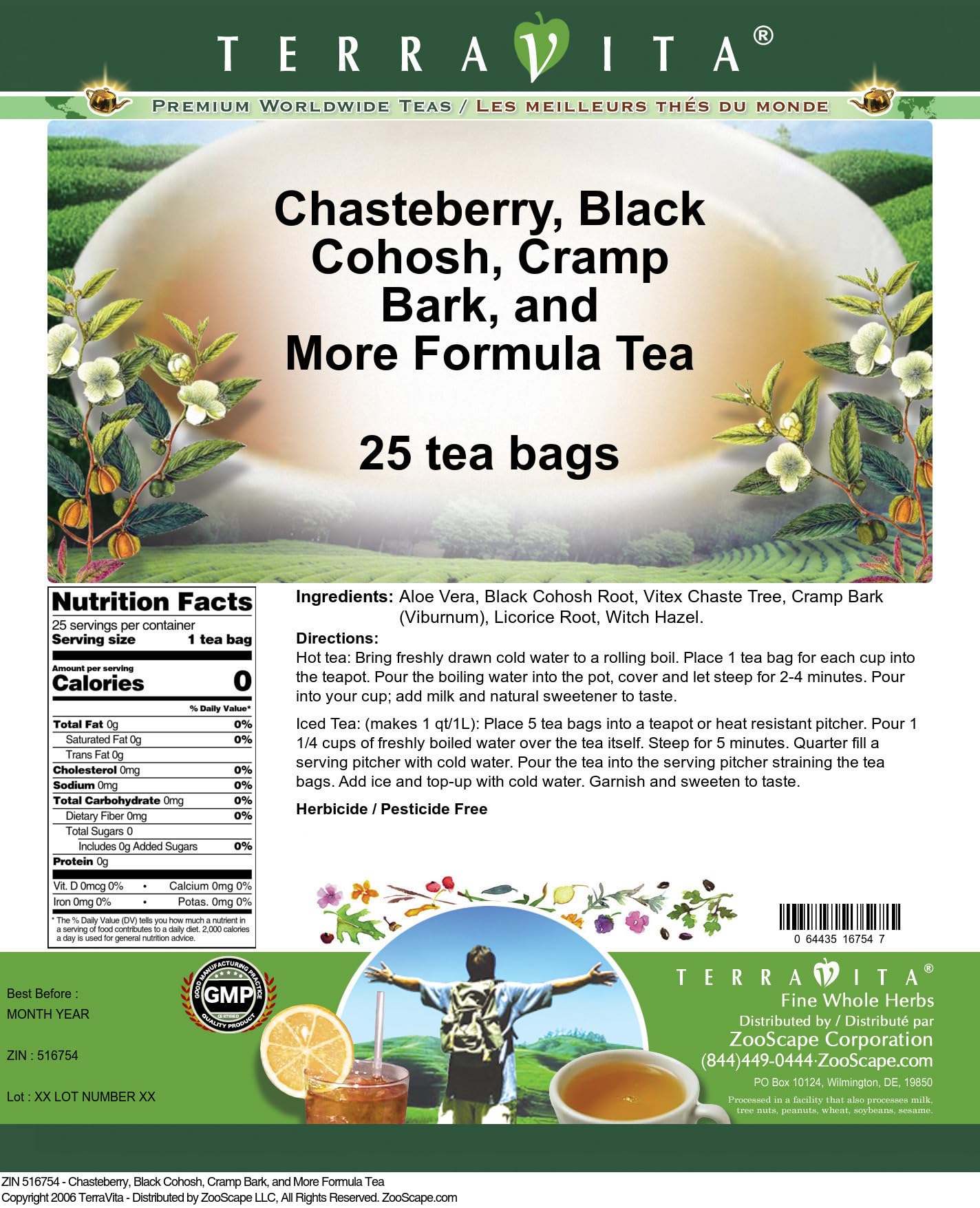 Chasteberry, Black Cohosh, Cramp Bark, and More Formula Tea (25 tea bags, ZIN: 516754)