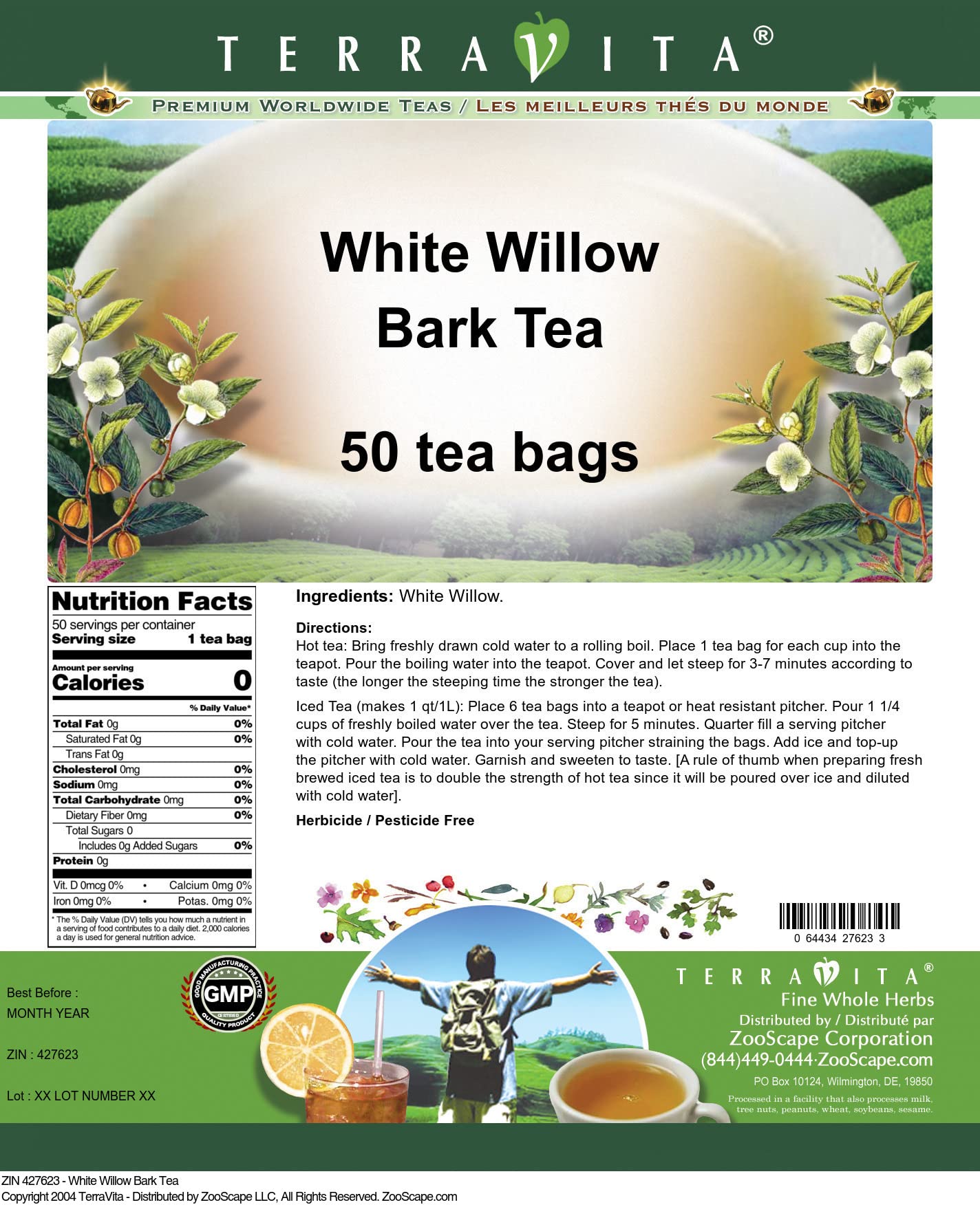 White Willow Bark Tea (50 tea bags, ZIN: 427623)