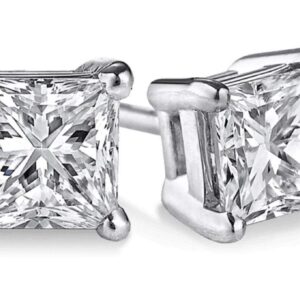 PARIKHS Princess Cut Diamond Stud in 14K White Gold (0.30 ctw, I3 clarity)