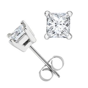 PARIKHS Princess Cut Diamond Stud in 14K White Gold (0.30 ctw, I3 clarity)