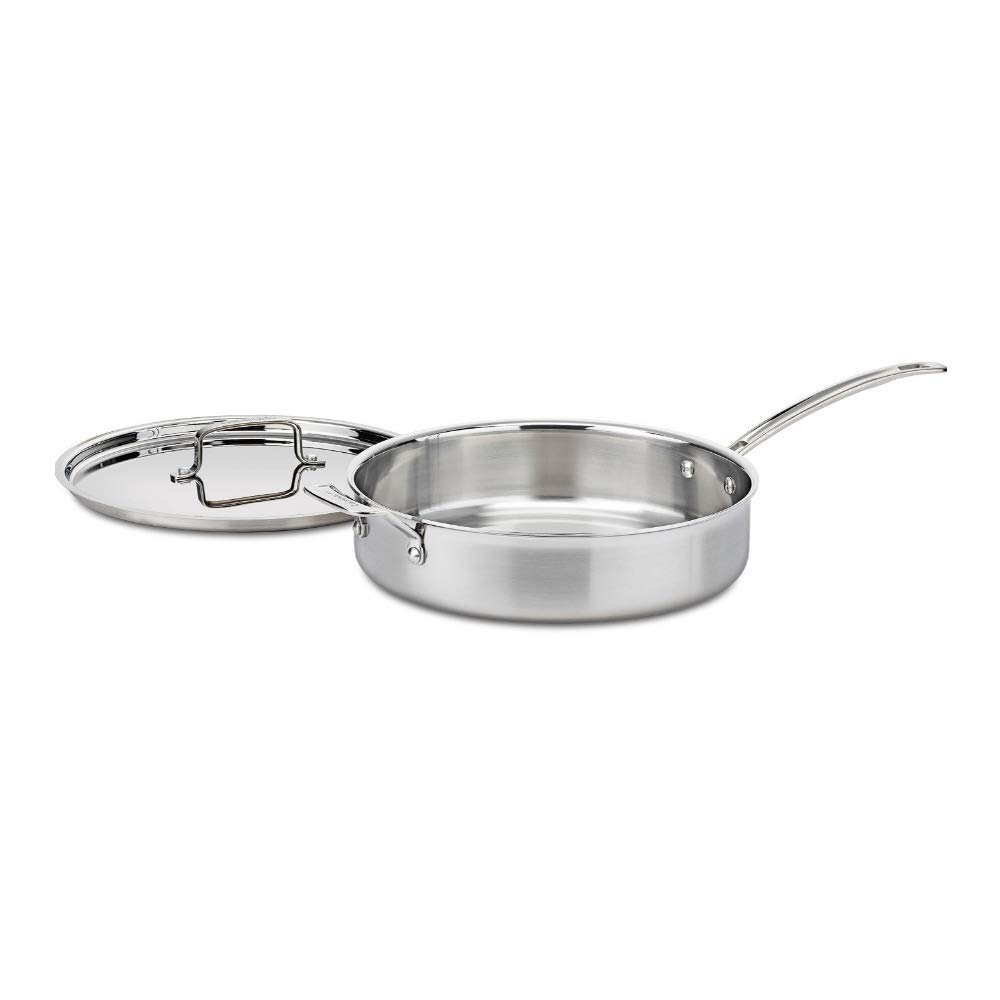 Cuisinart MCP33-30HN MultiClad Pro Triple Ply 5.5-Quart Saute Skillet, Sauté Pan w/Helper & Cover